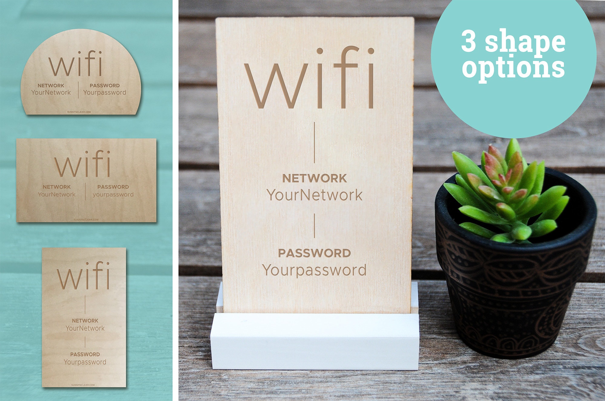 Modern Wifi Sign for Home or Office Personalized Custom Wood Wifi ...