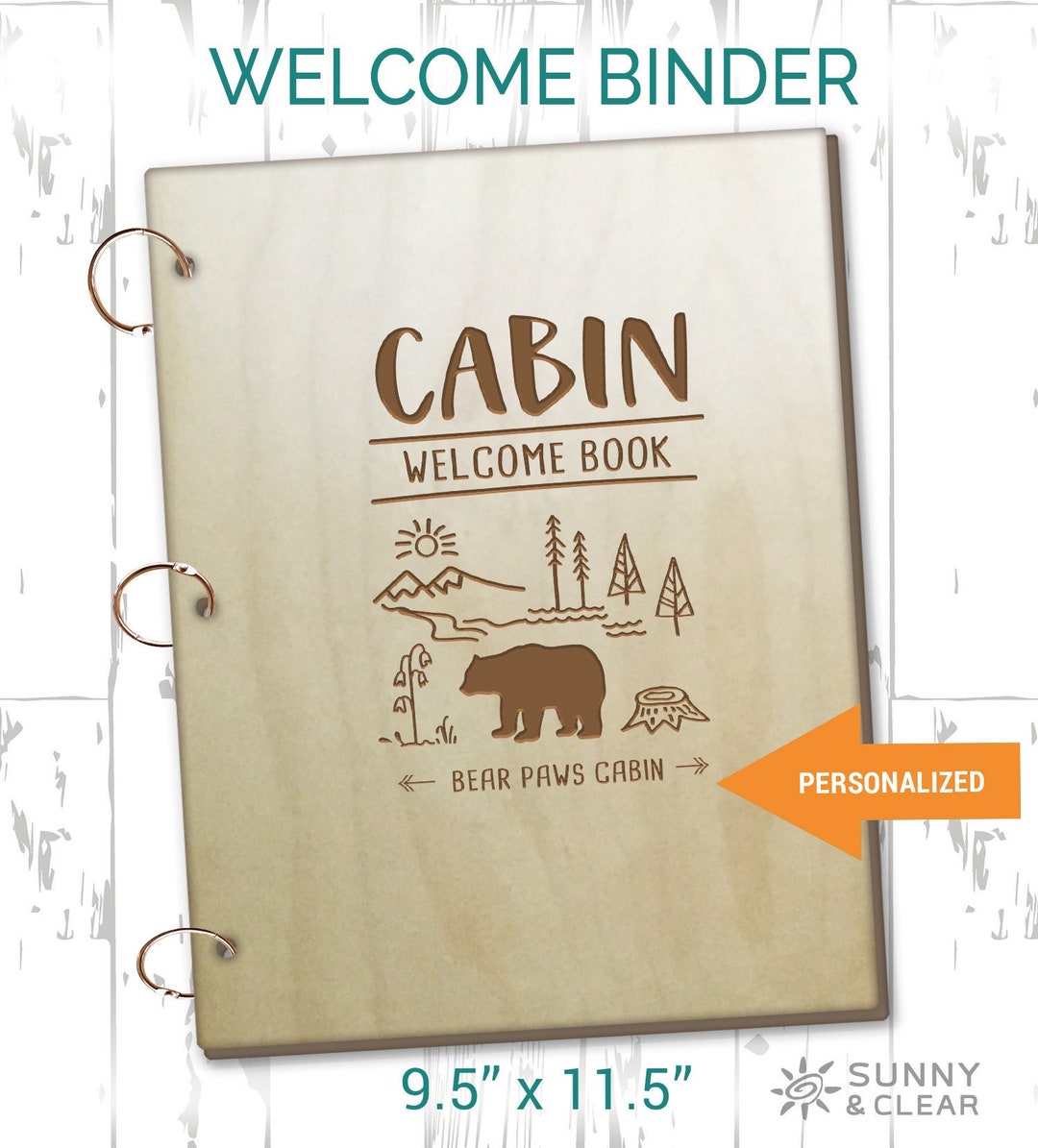 Bear Welcome Book Binder, Cabin, Bear Smokey Mountain, Home Rental Book ...