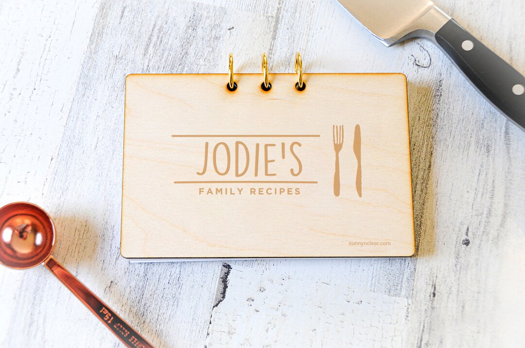 4x6 Recipe Card Binder, Fork, Personalize Recipe Book, Hand Lettering ...