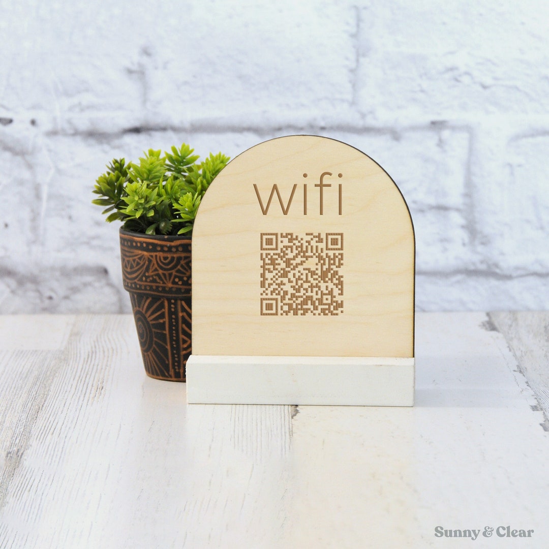 QR Code Wifi Sign, Arch, Modern, Sans Serif, Personalized, Network Sign ...