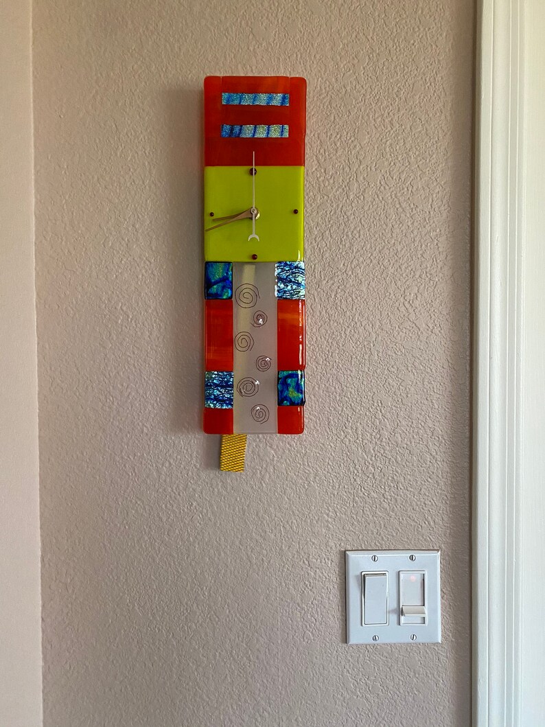 Fiesta Pendulum Fused Glass Wall Clock | Etsy