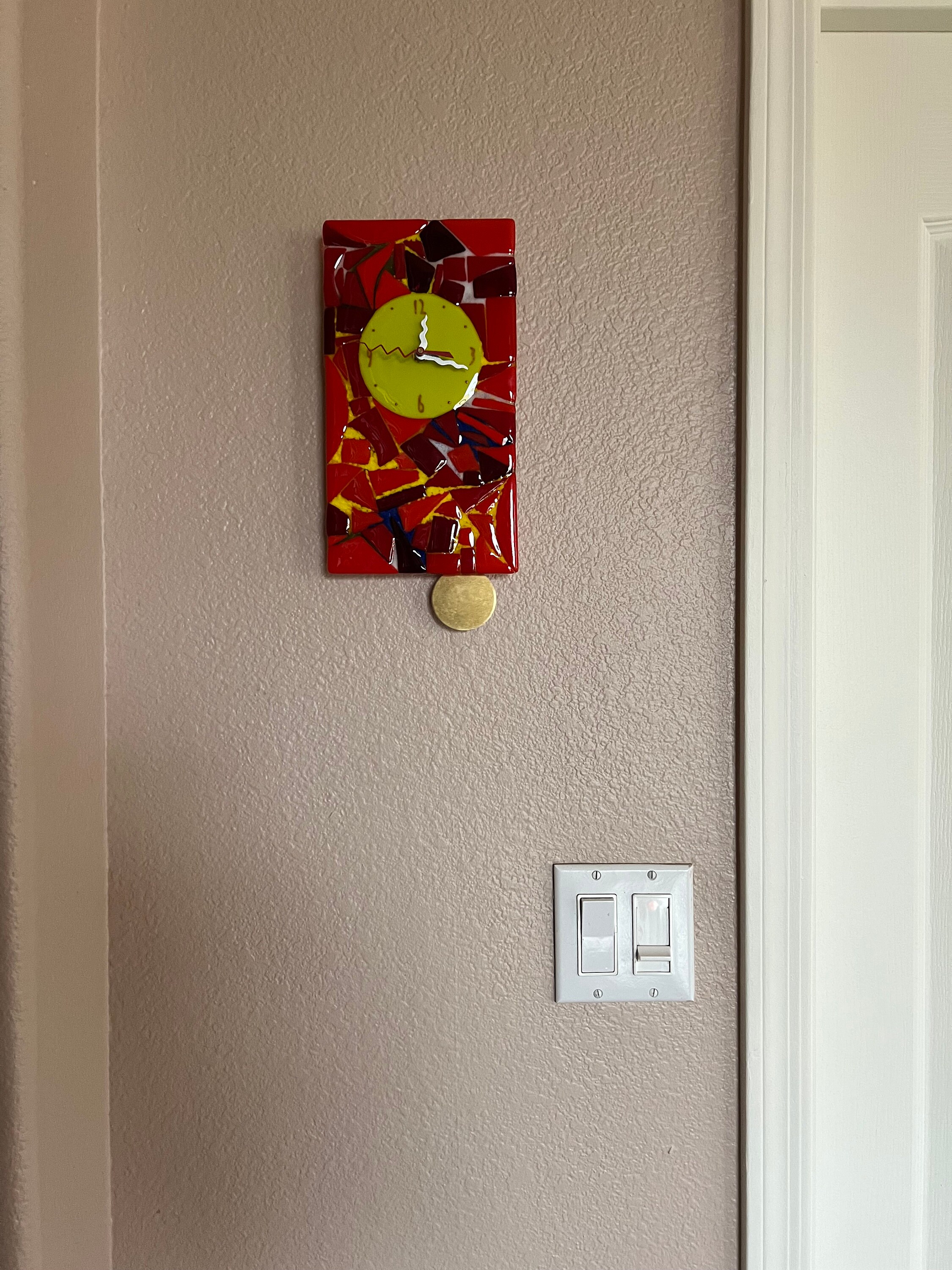 Red Crackle Pendulum Glass Wall Clock - Etsy