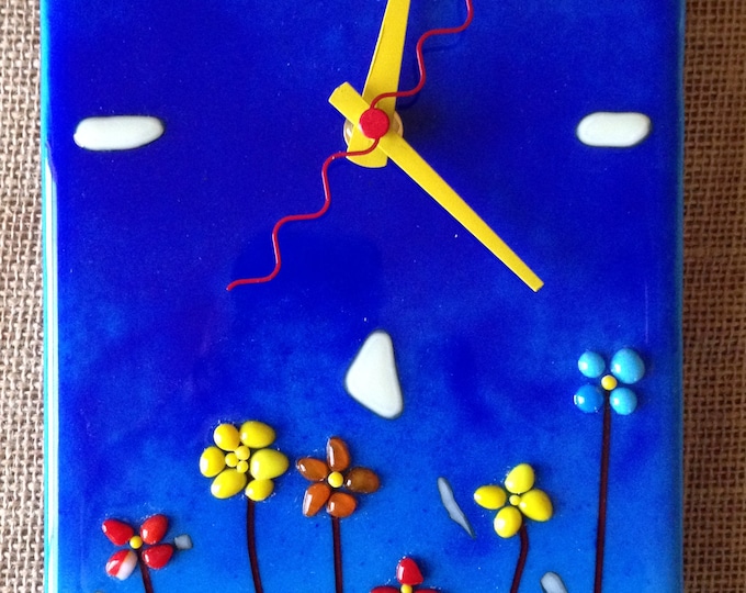 Blue Northern Fused Glass Wall Clock - Etsy