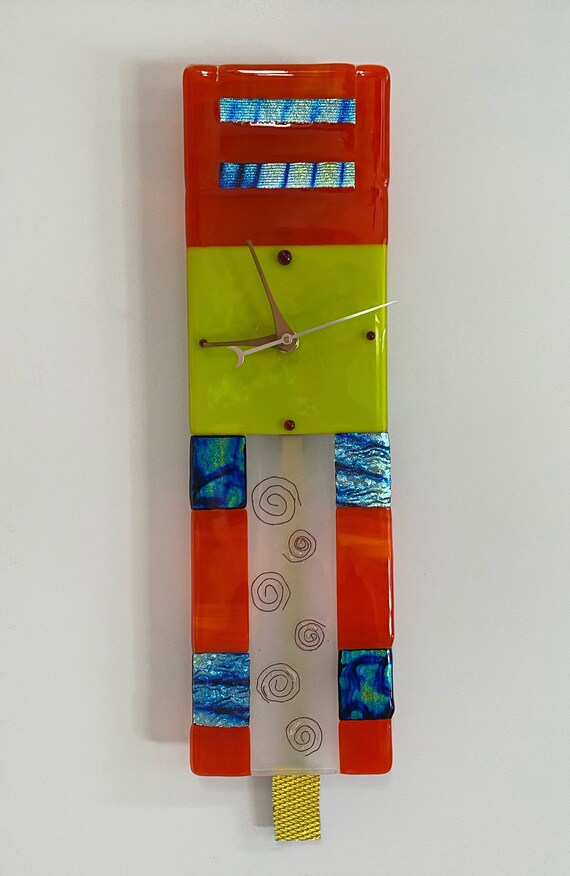 Fiesta Pendulum Fused Glass Wall Clock | Etsy