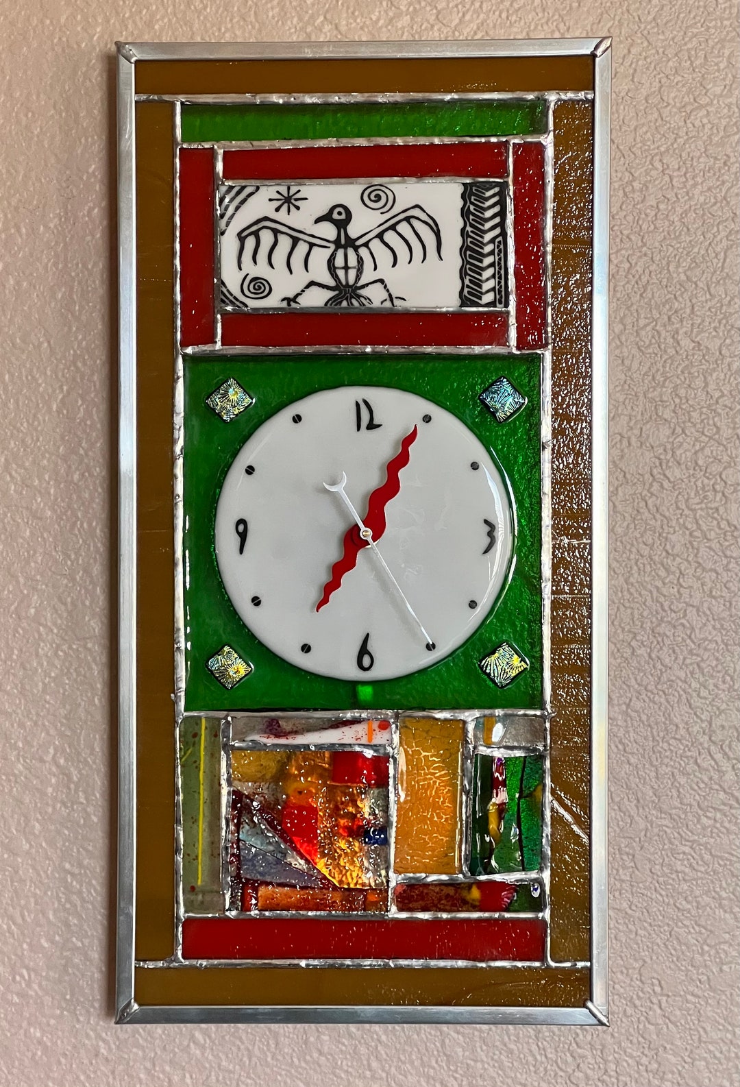 Alpine Stained Glass Pendulum Wall Clock - Etsy