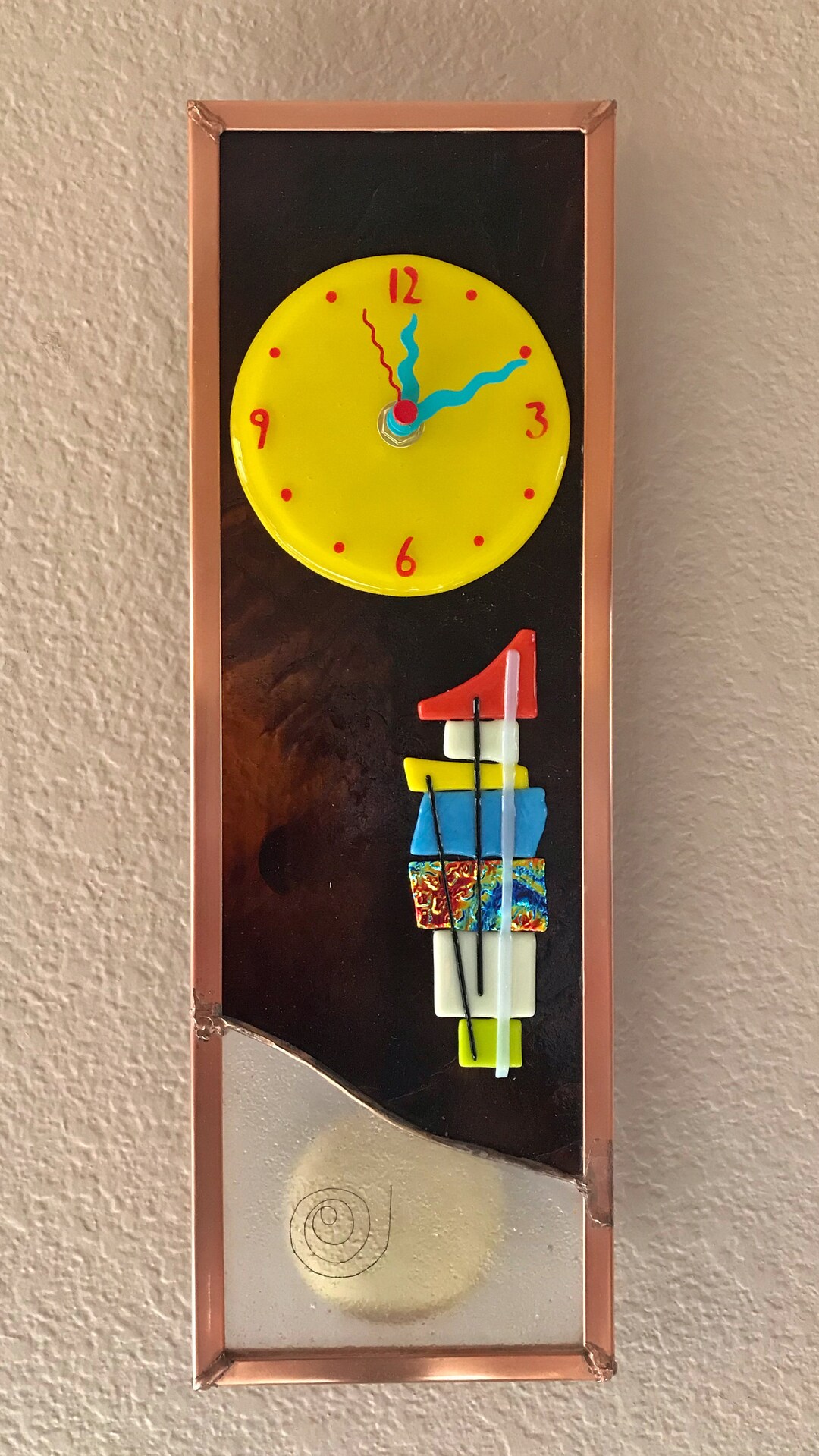 Deco Fusion Pendulum Glass Wall Clock - Etsy