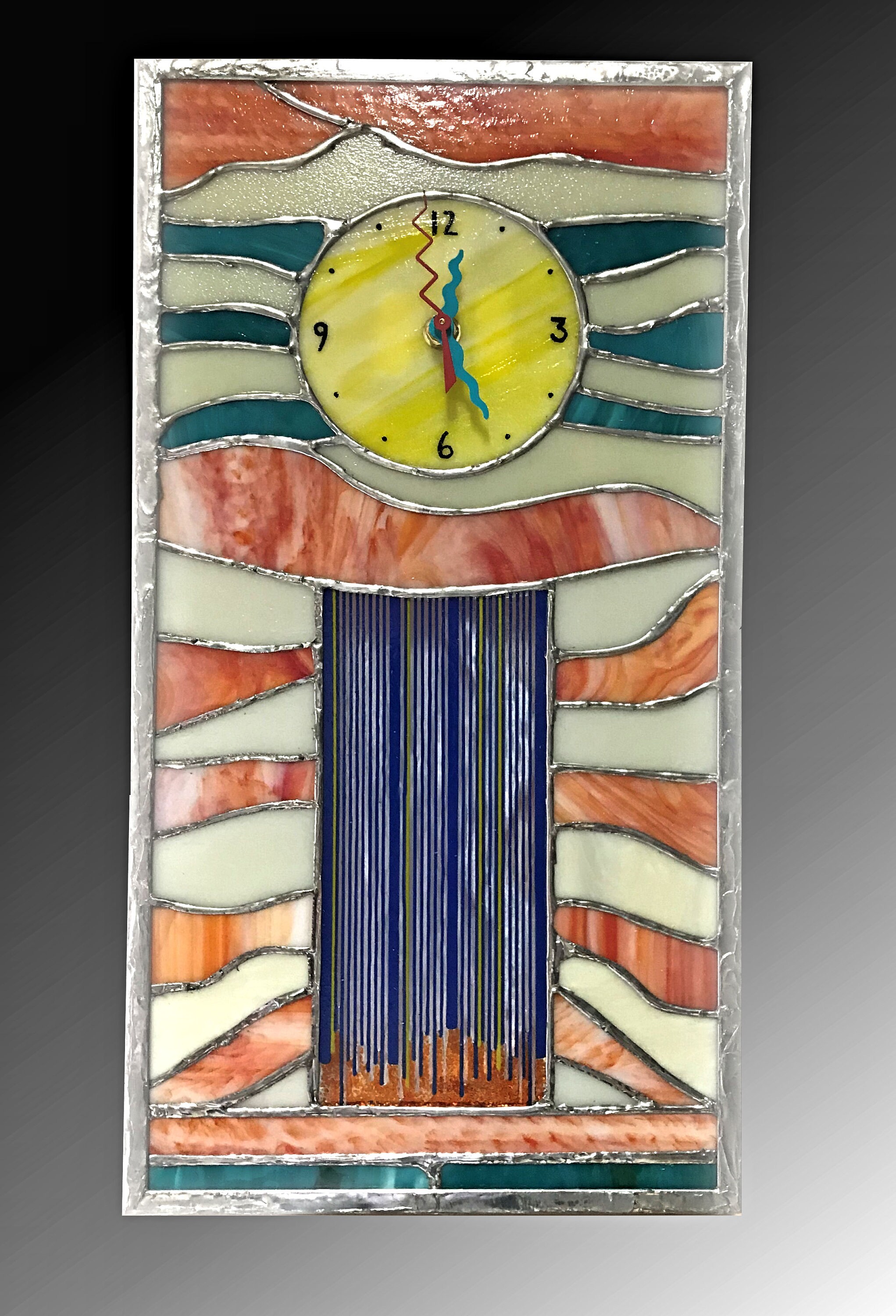 The Wave Pendulum Stained Glass Wall Clock | Etsy