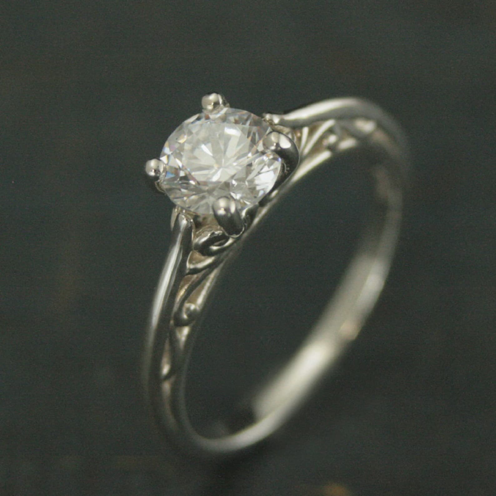 Filigree Engagement Ring Cathedral Solitaire Four Prong | Etsy