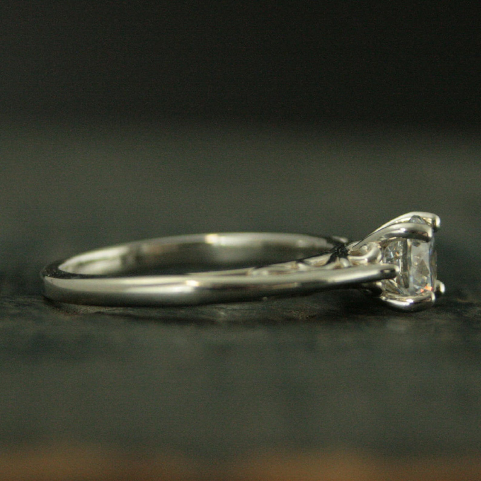 Filigree Engagement Ring Cathedral Solitaire Four Prong Setting Swirl ...