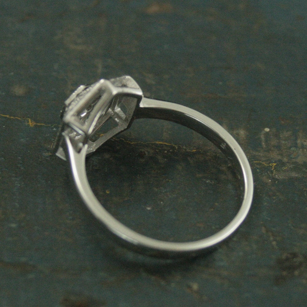 The Frozen Ringwhite Gold Blue Diamond Art Deco Ringteal - Etsy