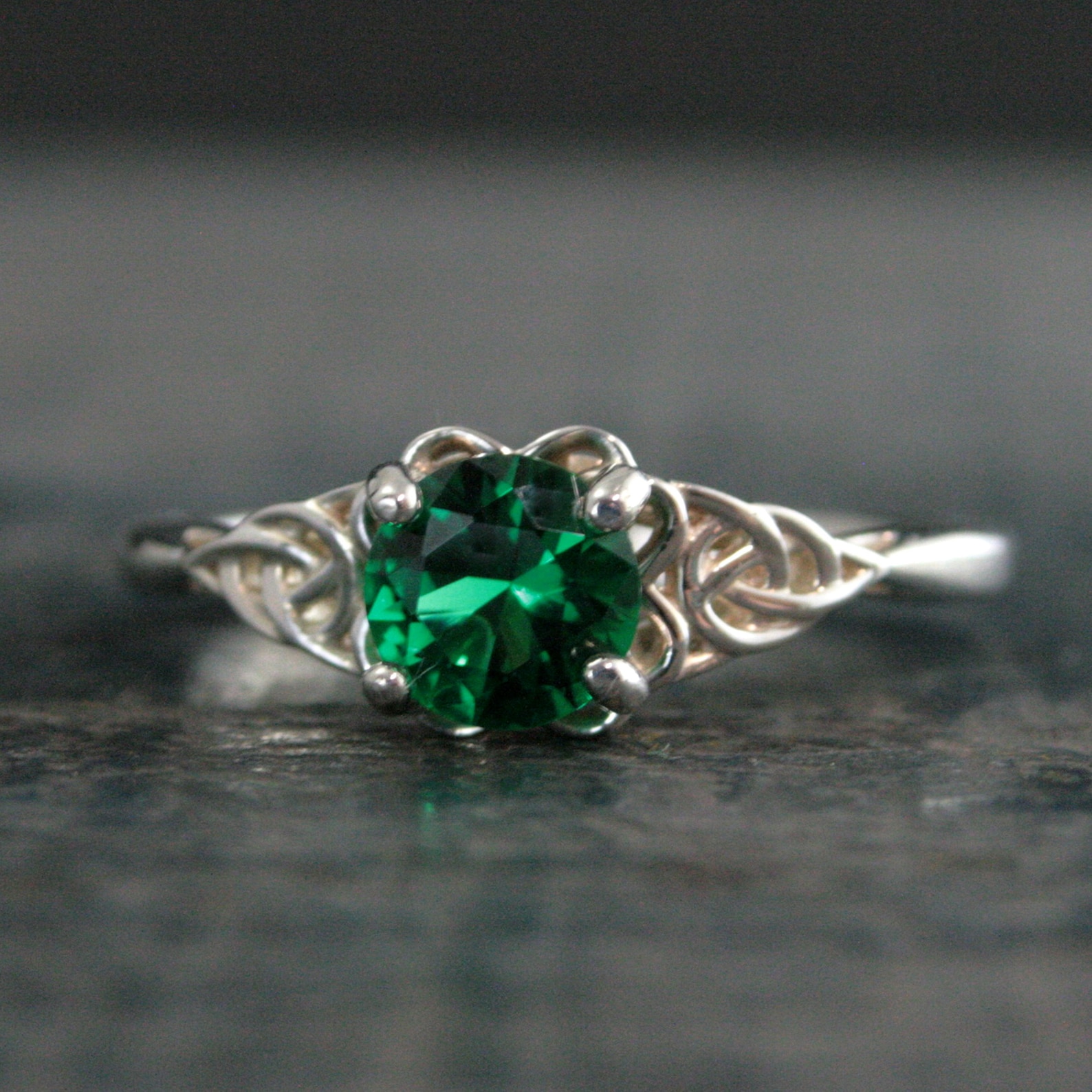 Green Celtic Ring Emerald Ring May Birthstone St. Patrick's Day Ring ...
