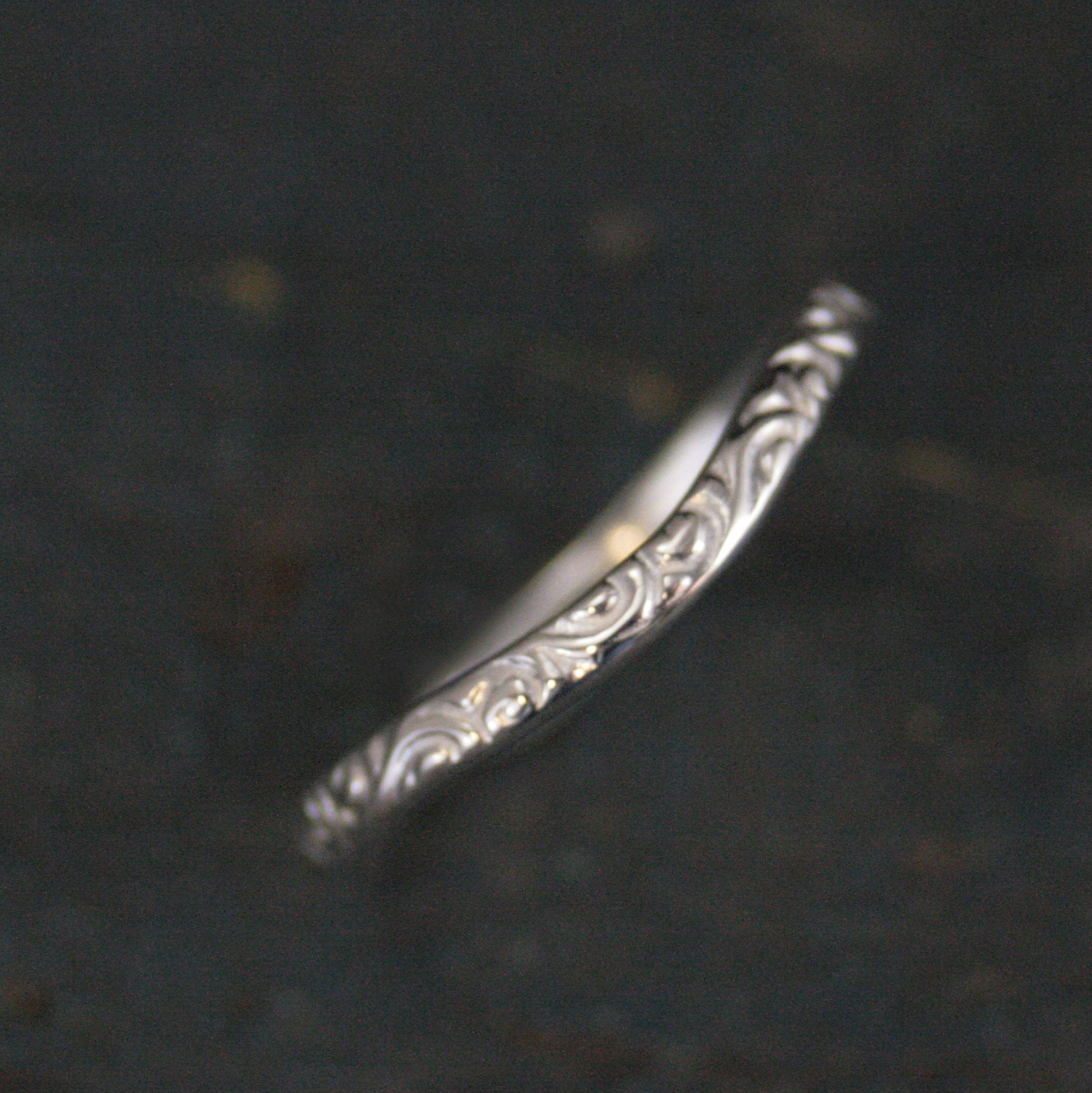 Contoured Band Silver Contour Ring Flourish Design Wedding - Etsy