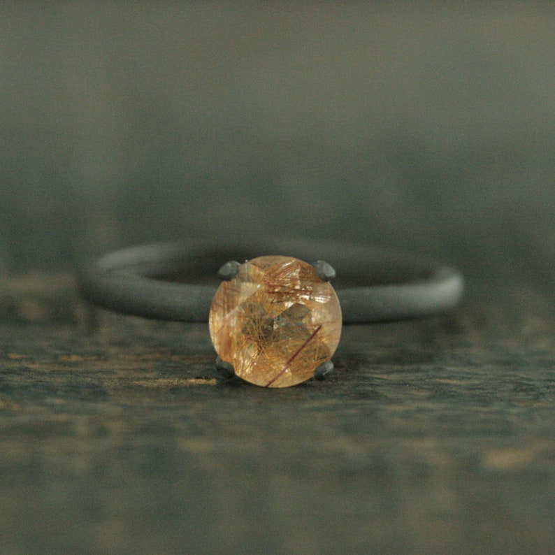 Flat Black Engagement Ring Oxidized Black Ring Copper - Etsy