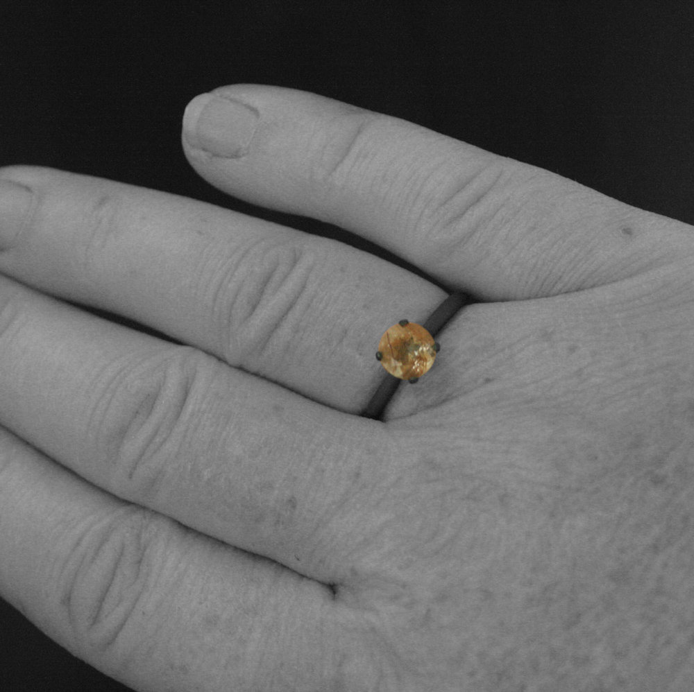 Flat Black Engagement Ring Oxidized Black Ring Copper Rutilated Quartz ...