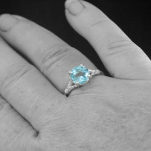 Sky Blue Topaz Ring Elsa Ring 8mm Blue Topaz Split Shank Solitaire ...