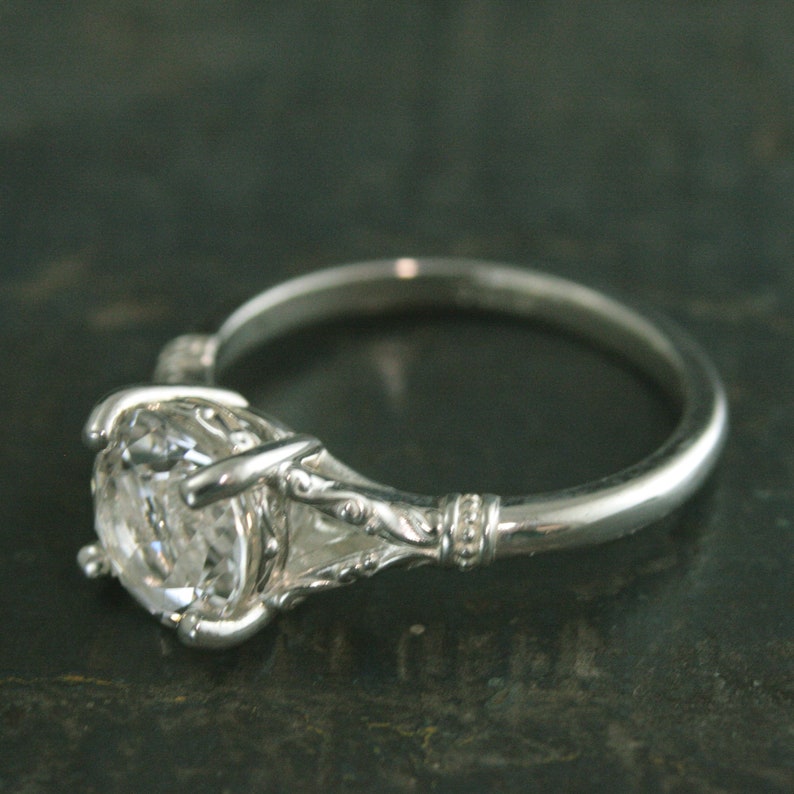 Elsa Ring Sterling Silver Split Shank Solitaire 8mm Stone | Etsy