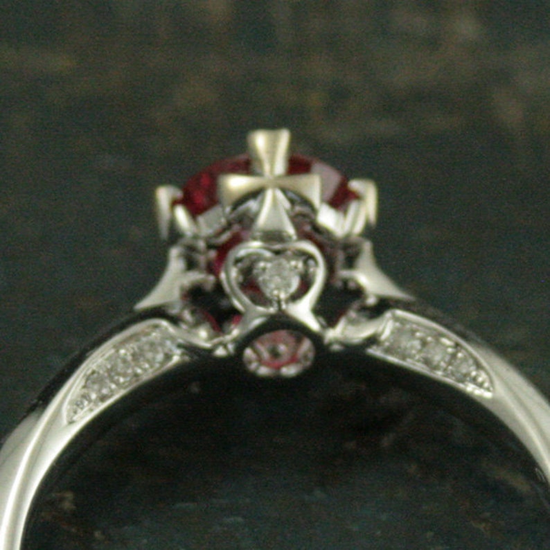 Ruby Ringruby Cross Ringdiamond Accented Ringwhite Gold - Etsy