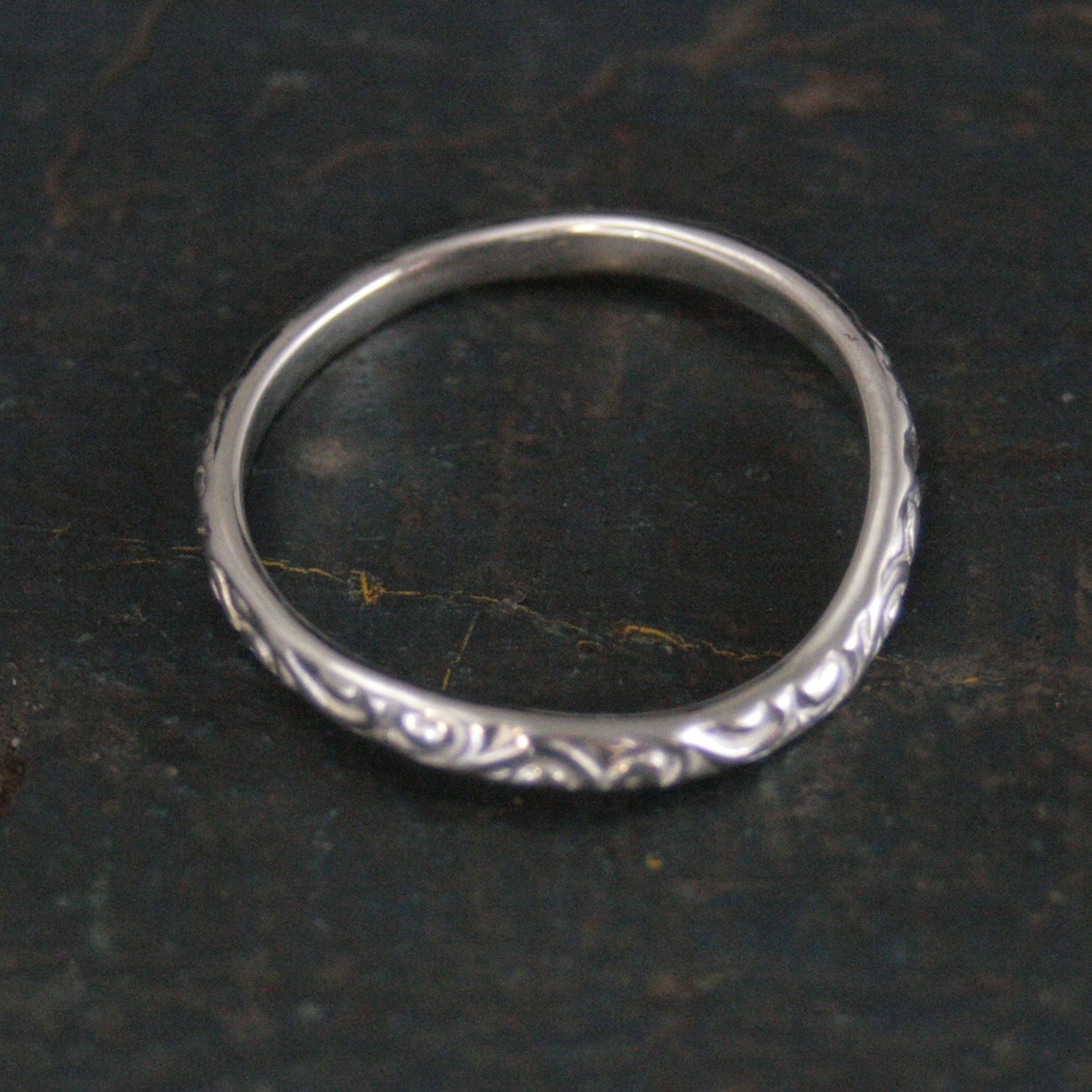 Contoured Band Silver Contour Ring Flourish Design Wedding - Etsy