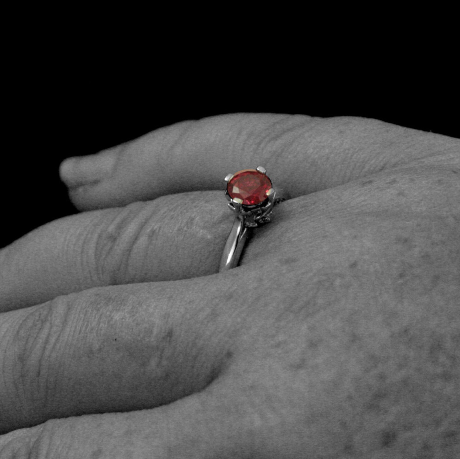 Ruby Ring~ruby Cross Ring~diamond Accented Ring~white Gold Ruby Ring ...