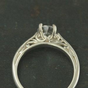 Filigree Engagement Ring Cathedral Solitaire Four Prong Setting Swirl ...