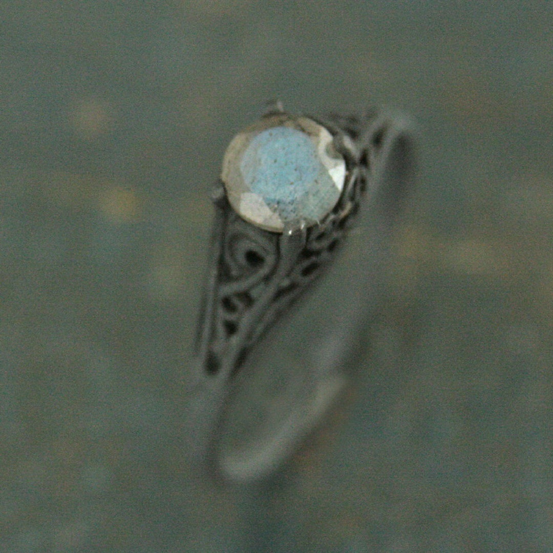 Labradorite Ring Filigree Black Ring Oxidized Silver Black Silver Ring ...