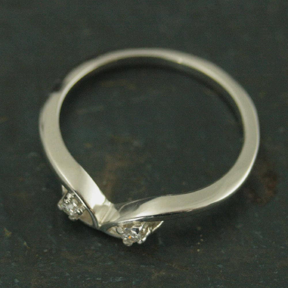 Diamond Wedding Band Contoured Ring Sterling Silver Cubic - Etsy