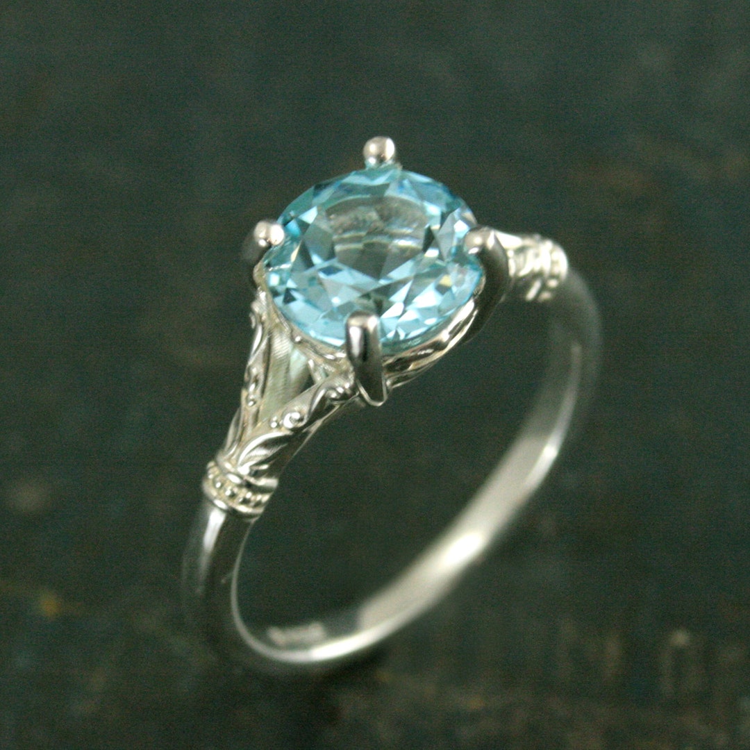 Sky Blue Topaz Ring Elsa Ring 8mm Blue Topaz Split Shank Solitaire ...