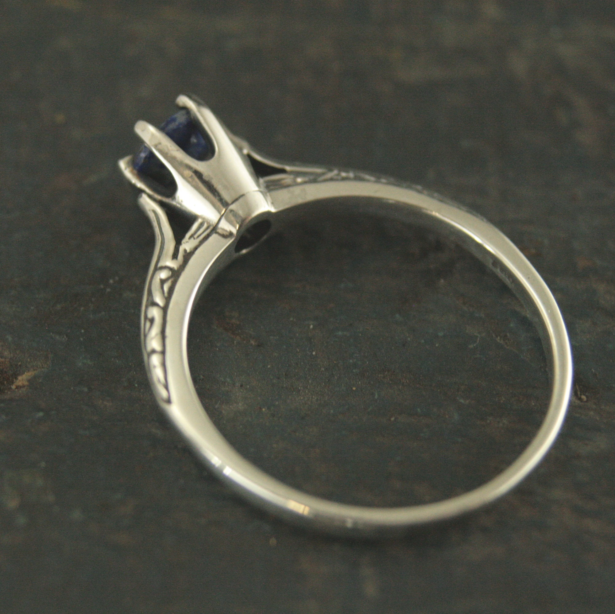 Lapis Engagement Ring Silver Ariel Ring Blue Stone Ring Denim Blue ...