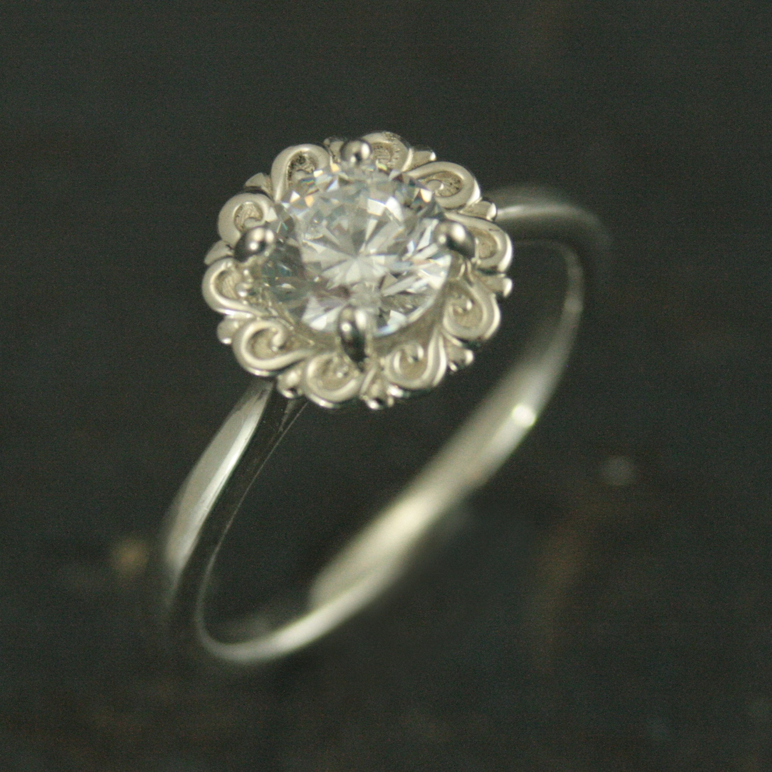 Sunburst Swirl Halo Engagement Ring Halo Solitaire Flourish - Etsy