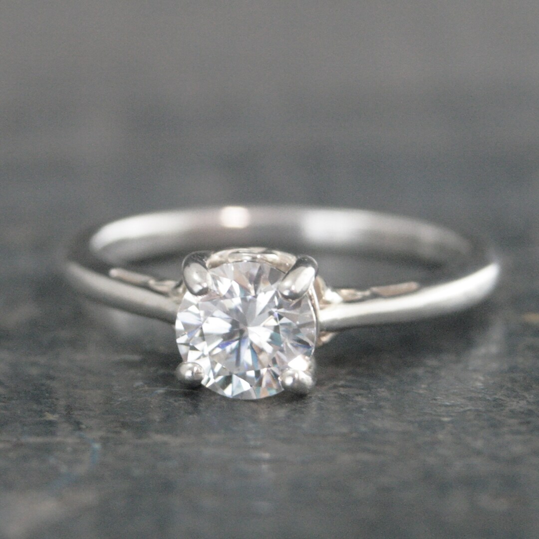 Silver Pixie Hollow Ring Sweet Filigree Solitaire Engagement Ring Cathedral Solitaire Sterling ...