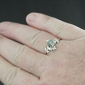 Moss Agate Fern Ring Sterling Silver 6mm Facetted Moss Agate Leaf Ring Vine Unique Elven Ring ...