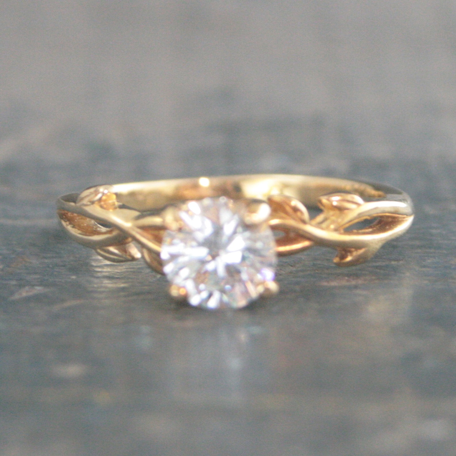 Gold Vine Engagement Ring Castle Vine Ring Hand Cast - Etsy