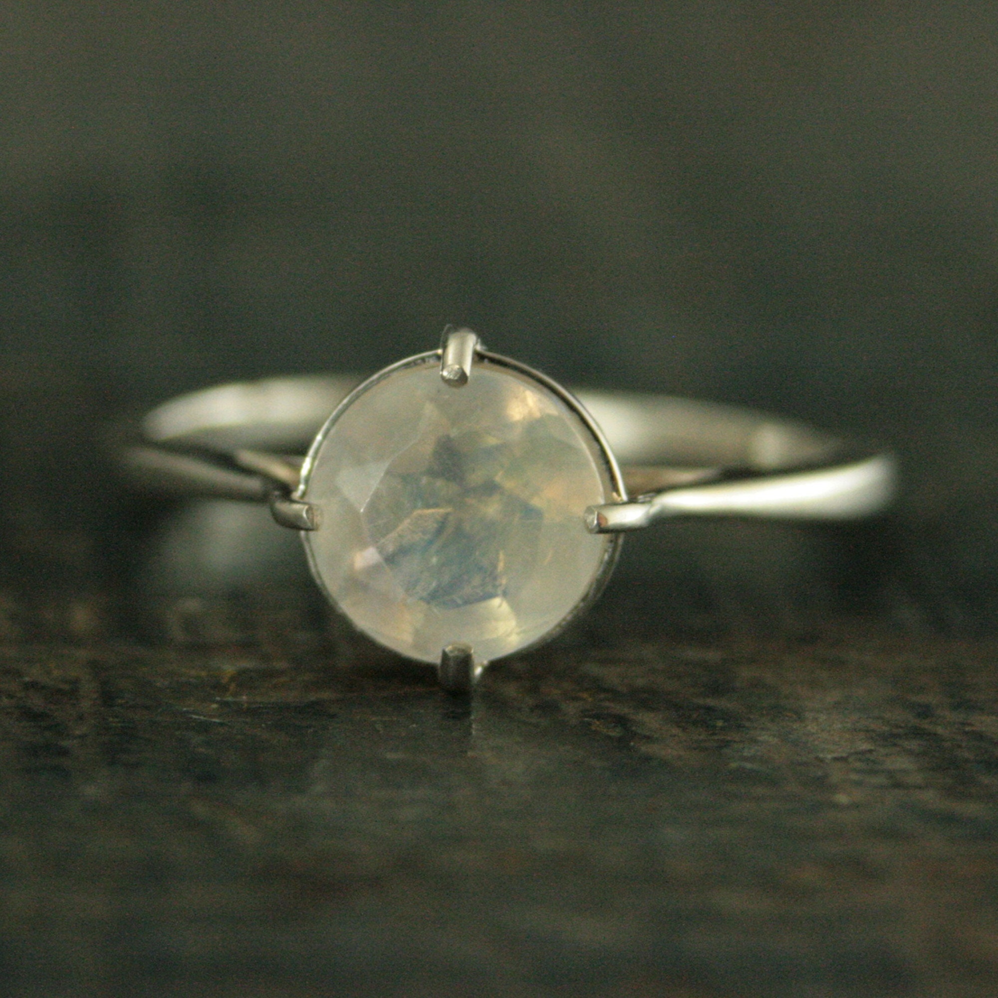 Rainbow Moonstone Ring~filigree Engagement Ring~nsew Setting~7mm ...