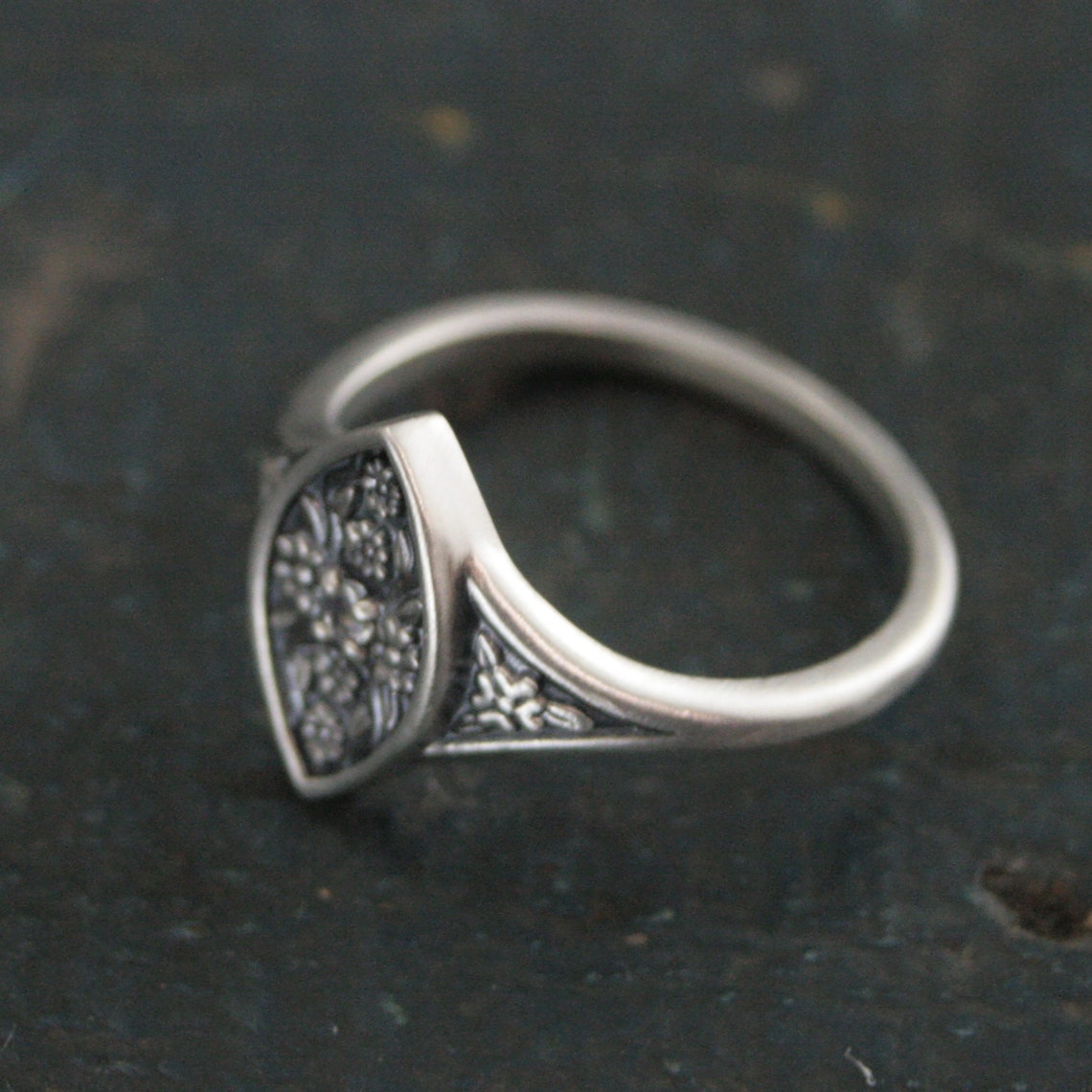 Moonstone Floral Ring Isabela Flower Marquee Silver Ring - Etsy