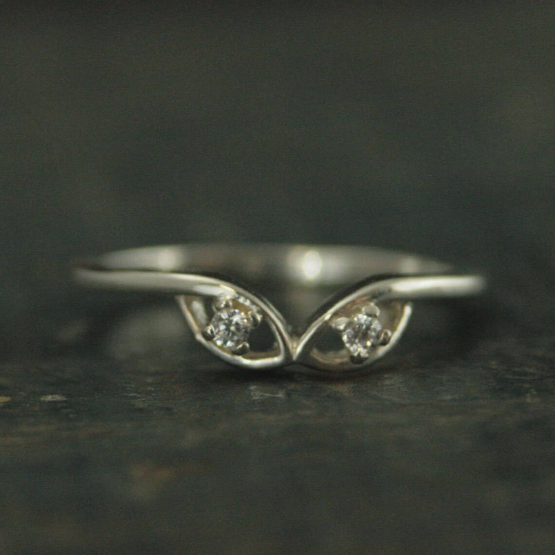 Diamond Wedding Band Contoured Ring Sterling Silver Cubic - Etsy