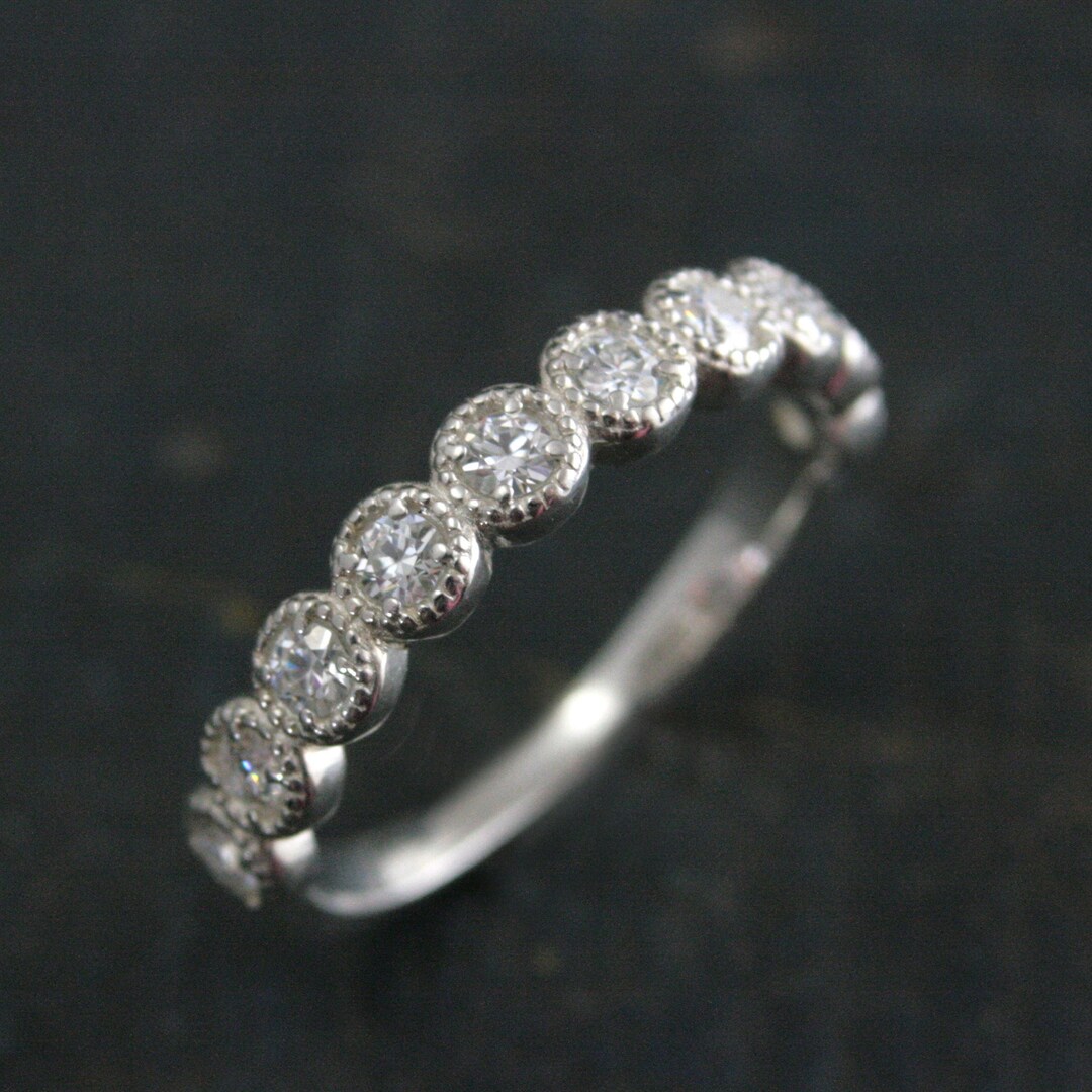 10 Stone Anniversary Band With Milgrain Bubble Band Diamond Anniversary ...