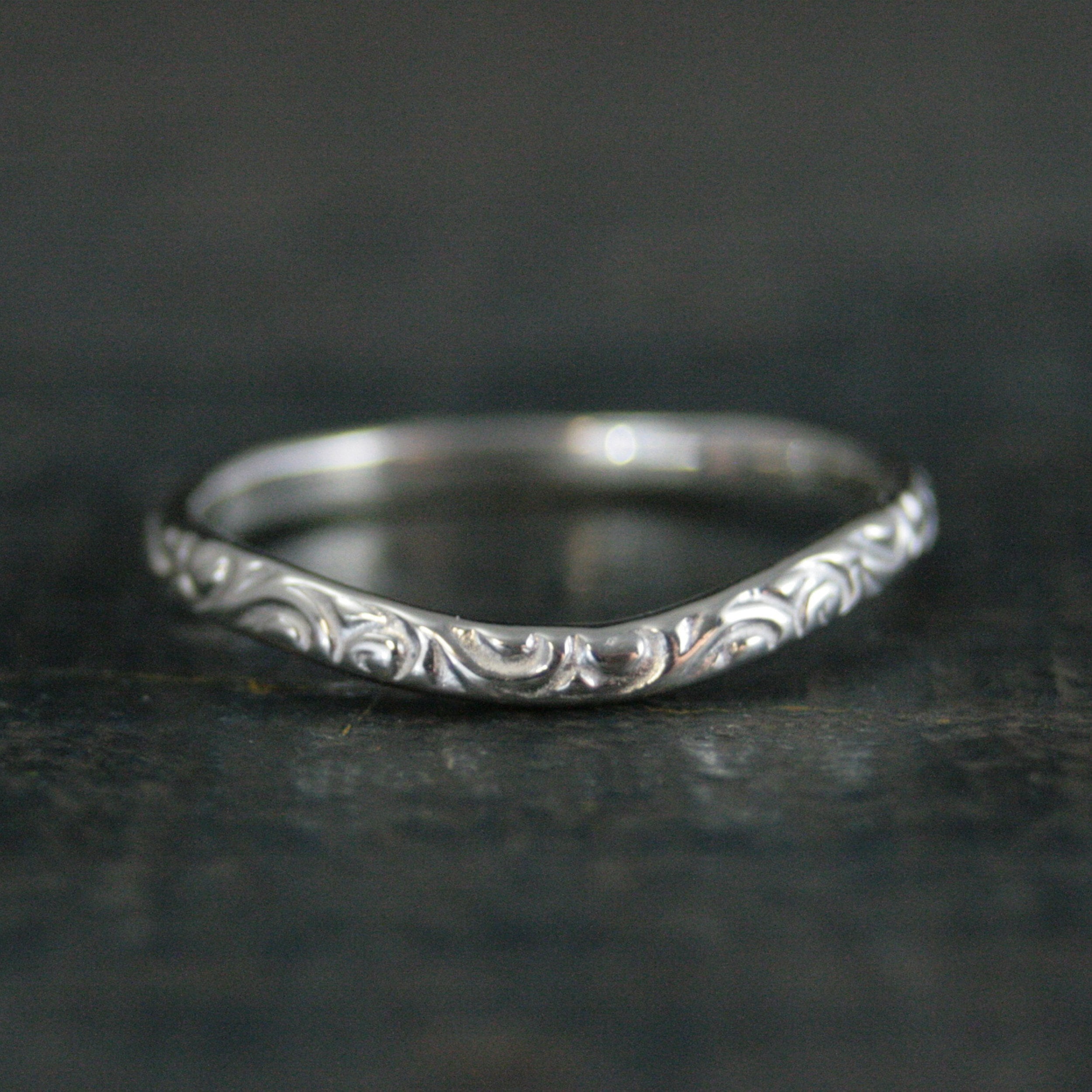 Contoured Band Silver Contour Ring Flourish Design Wedding - Etsy