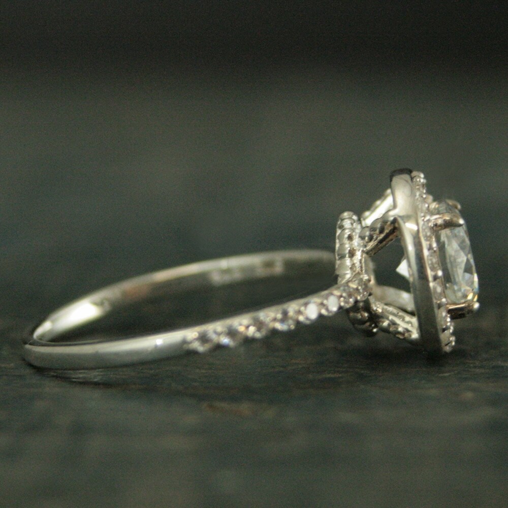 Perfect Halohalo Engagement Ringsterling Silver With Cubic - Etsy