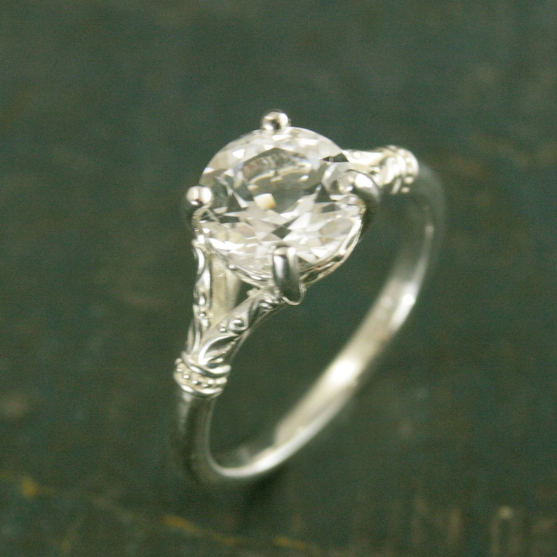 Elsa Ring Sterling Silver Split Shank Solitaire 8mm Stone | Etsy