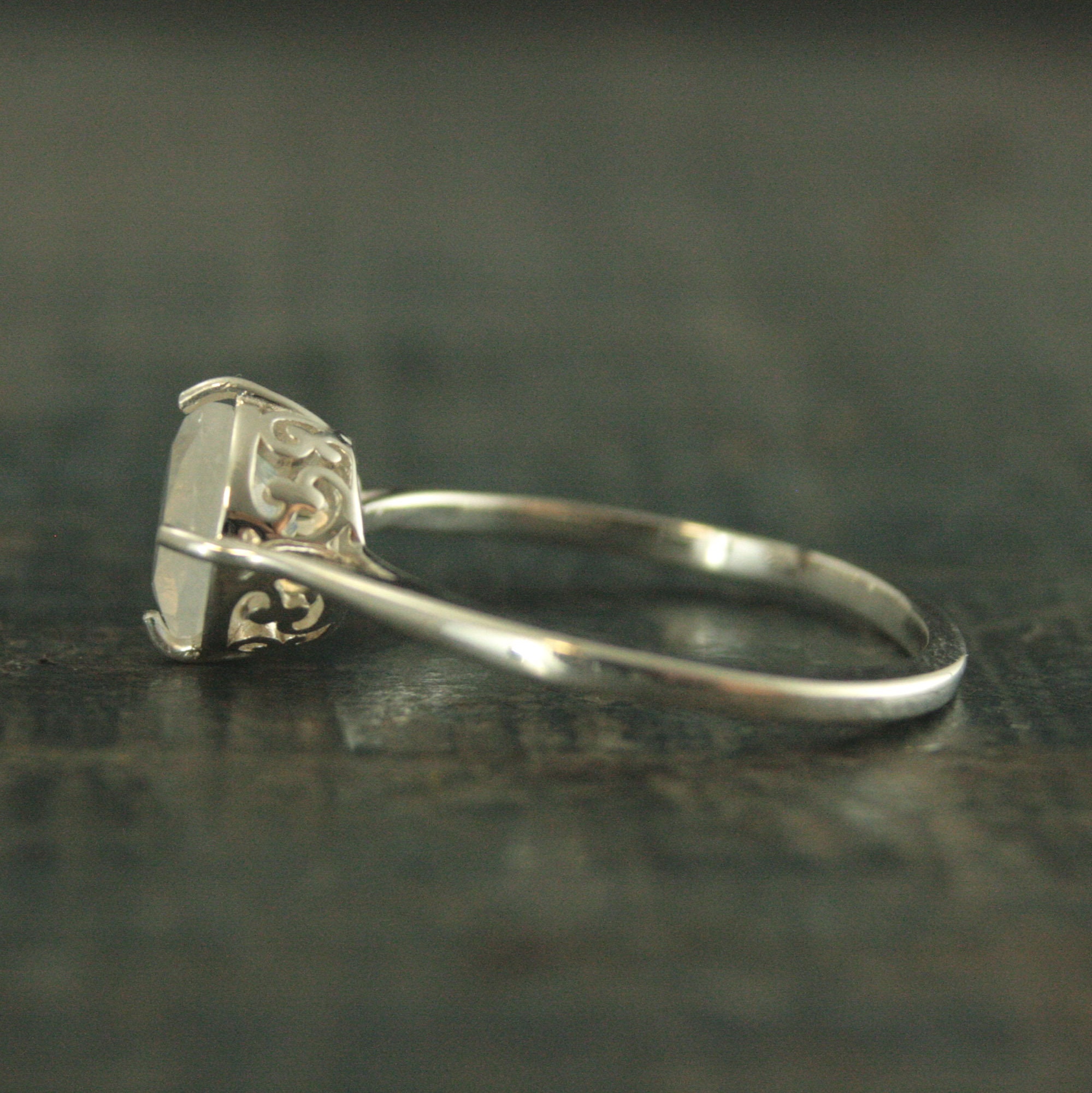 Rainbow Moonstone Ring~filigree Engagement Ring~nsew Setting~7mm ...