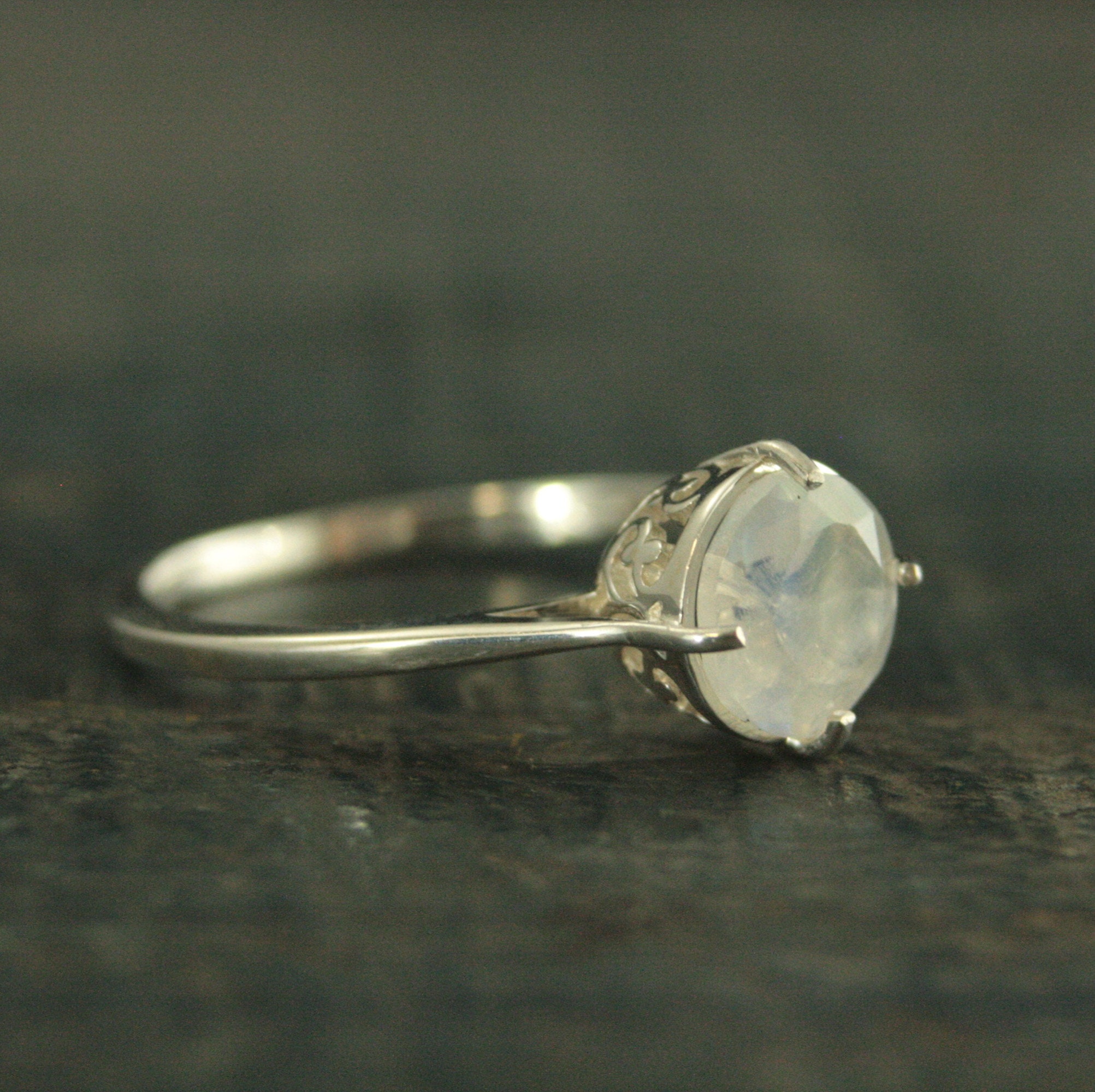 Rainbow Moonstone RingFiligree Engagement RingNSEW | Etsy