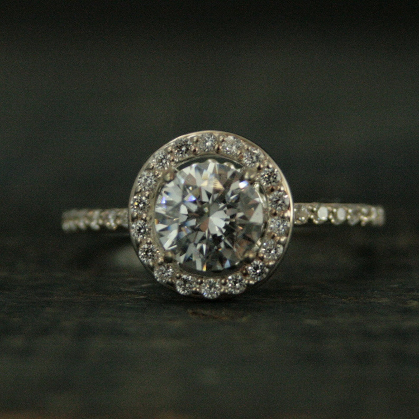 Perfect Halohalo Engagement Ringsterling Silver With Cubic - Etsy