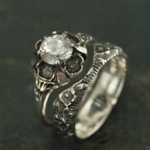 Floral Bridal Set Antique Style Ring Vintage Style Ring Flower Ring ...