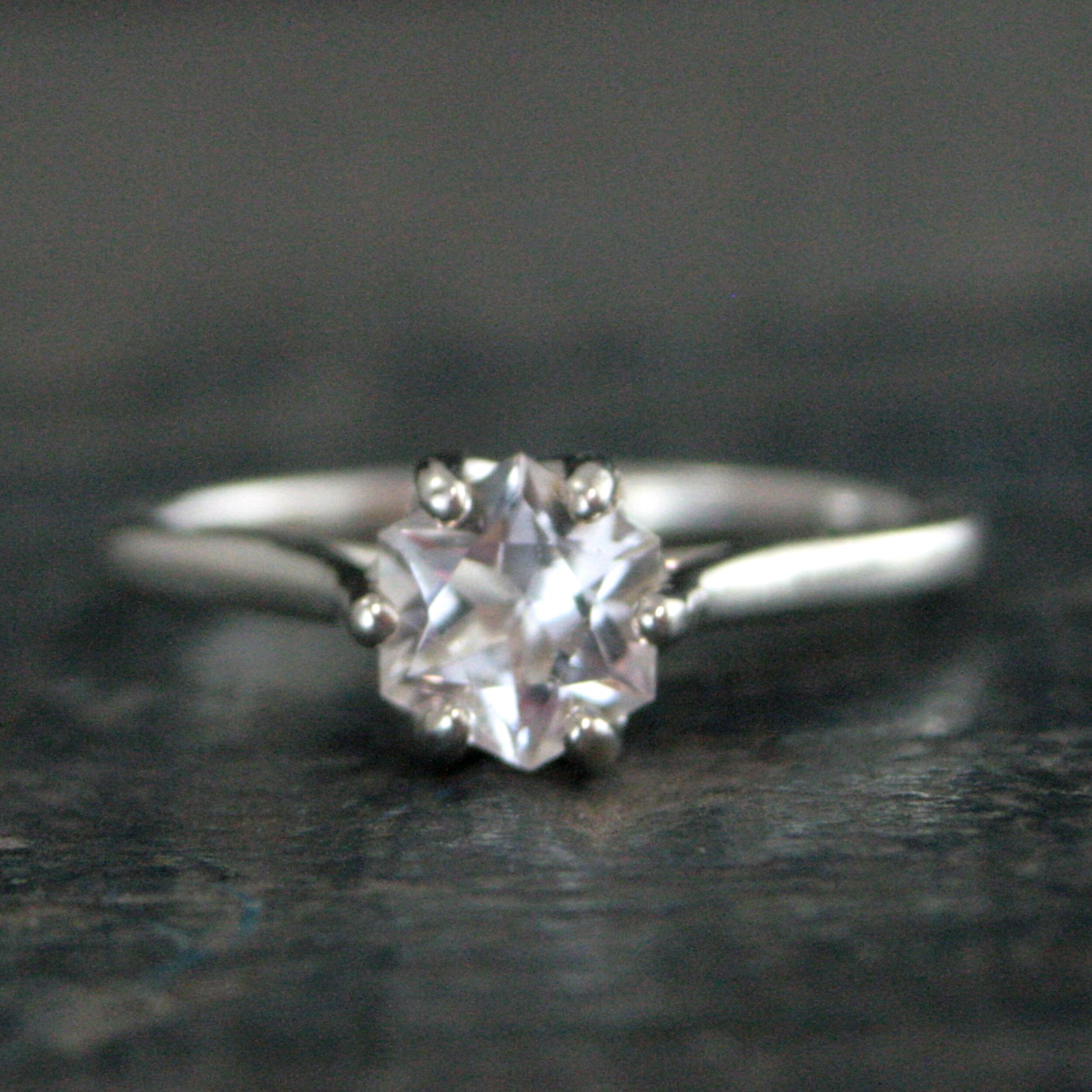 Hexagonal Ring Silver Hexagon Solitaire Arkansas Ice Quartz Hexagonal ...