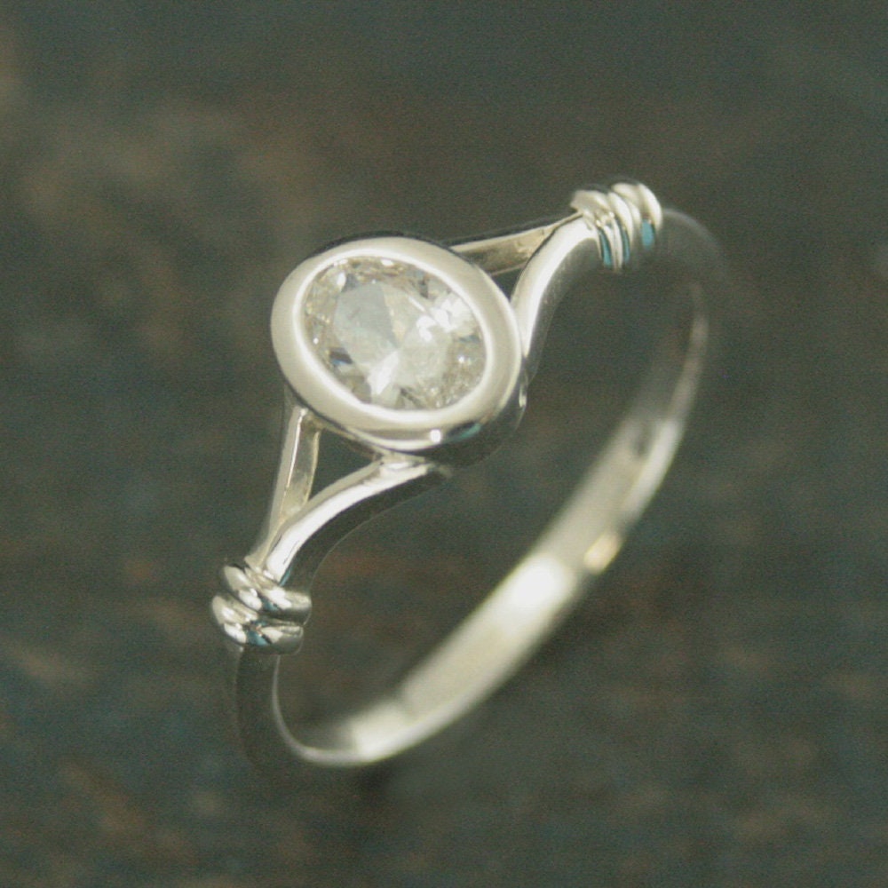 Oval Ring Bezel Setting Mirror Mirror Unique Engagement Ring Split ...