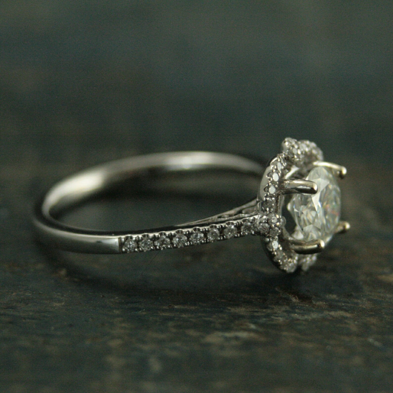 14K White Gold Flower Engagement Ringforever Brilliant - Etsy