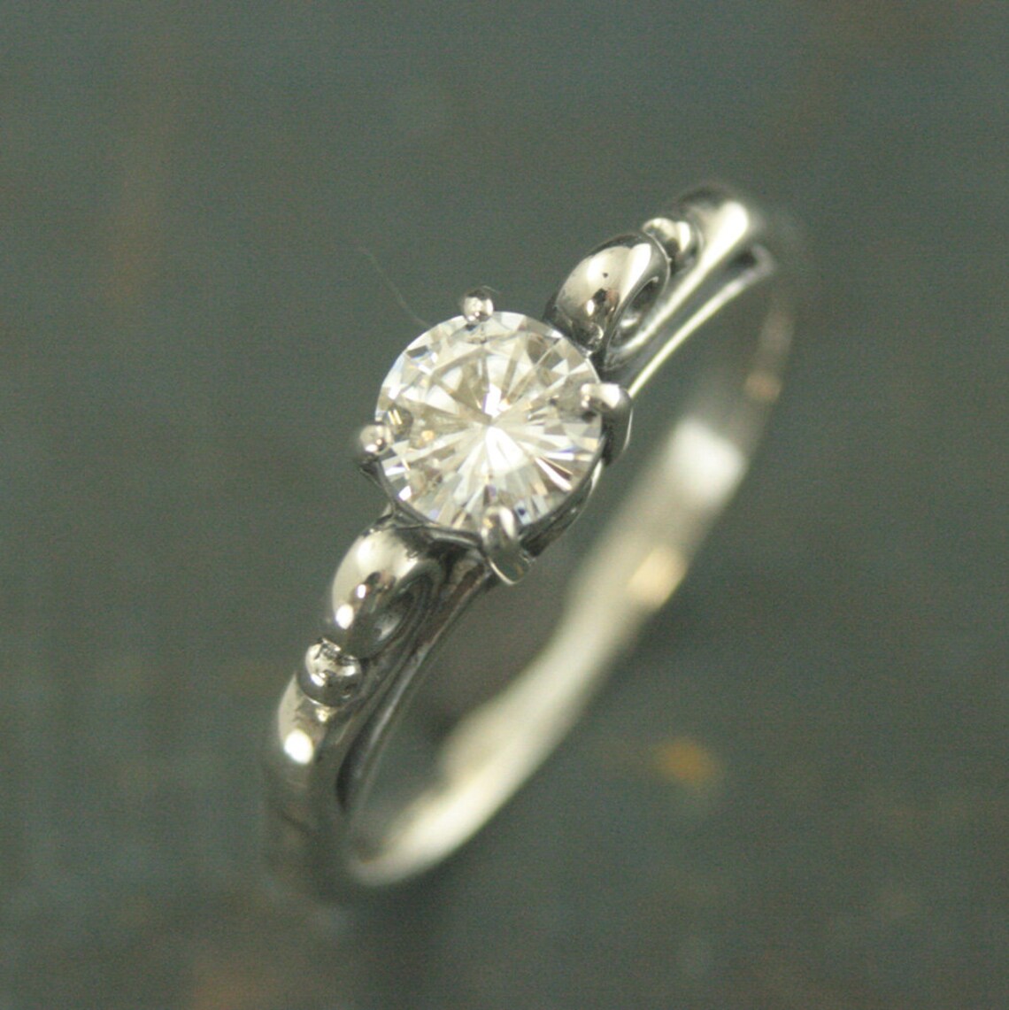 SALE Clear Stone Ring Princess Setting 5mm Round Stone Swirl - Etsy