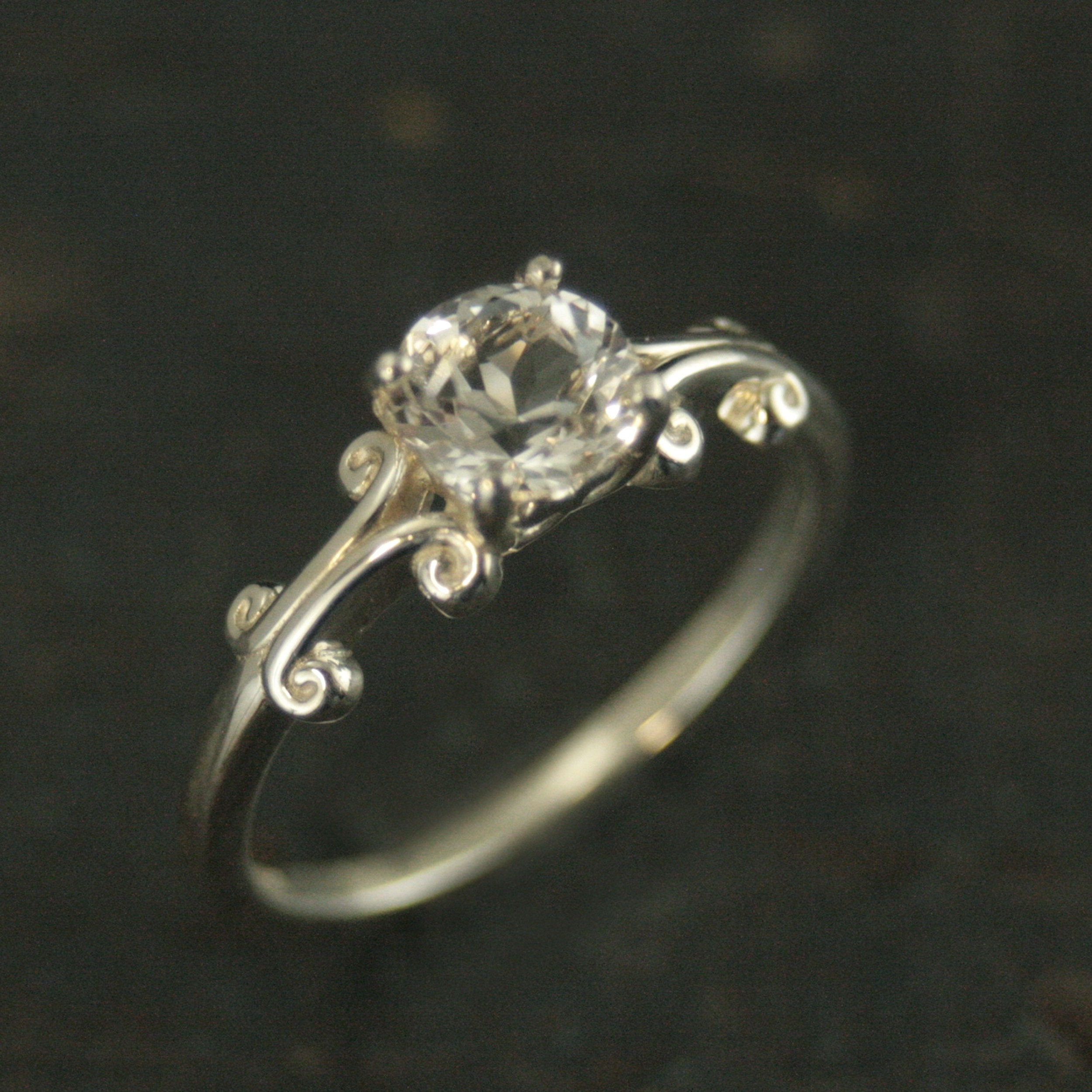 Greek Scroll Solitaire Ring Moissanite Cubic Zirconia White Topaz Ring ...