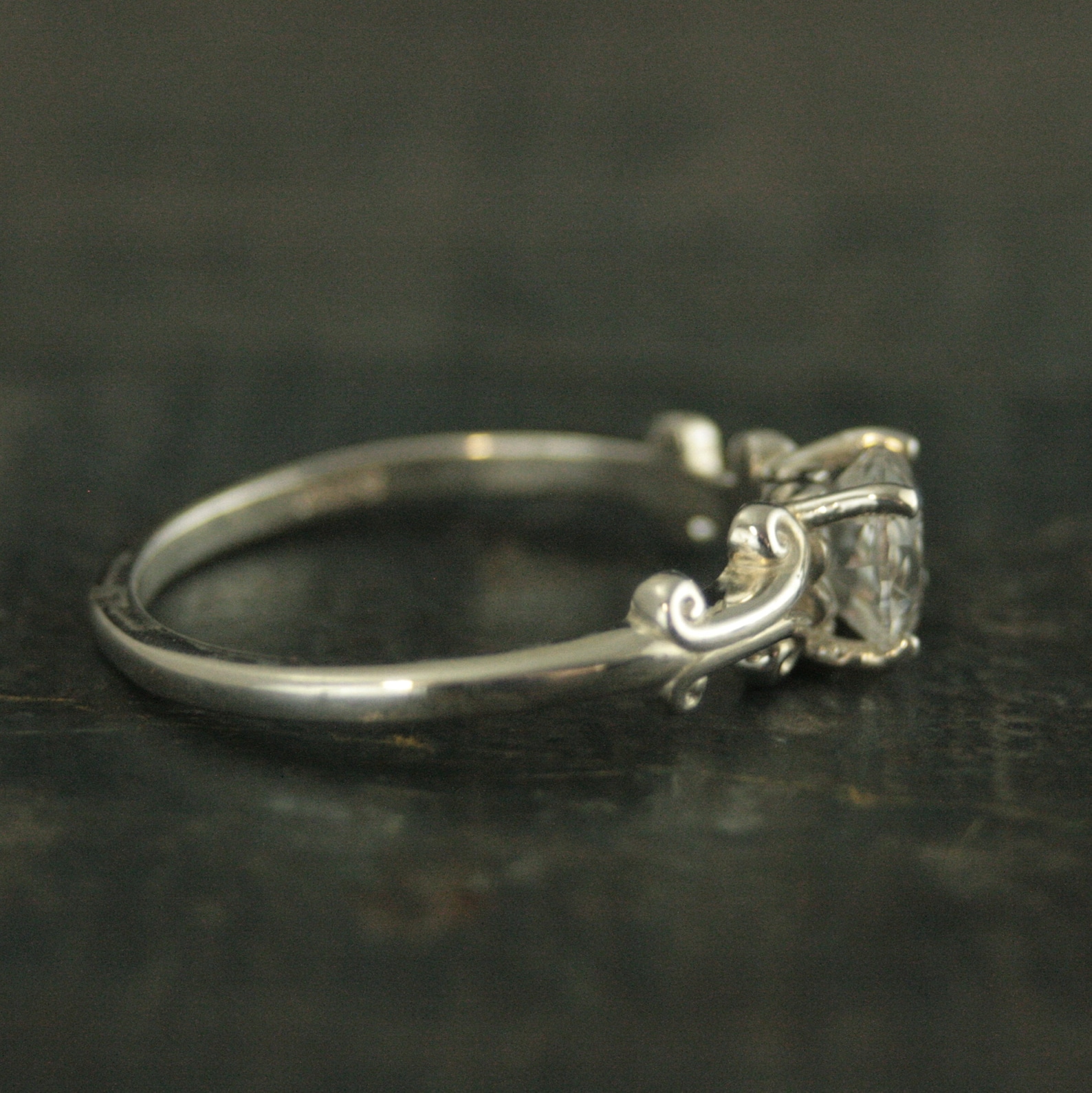 Greek Scroll Solitaire Ring Moissanite Cubic Zirconia White Topaz Ring ...