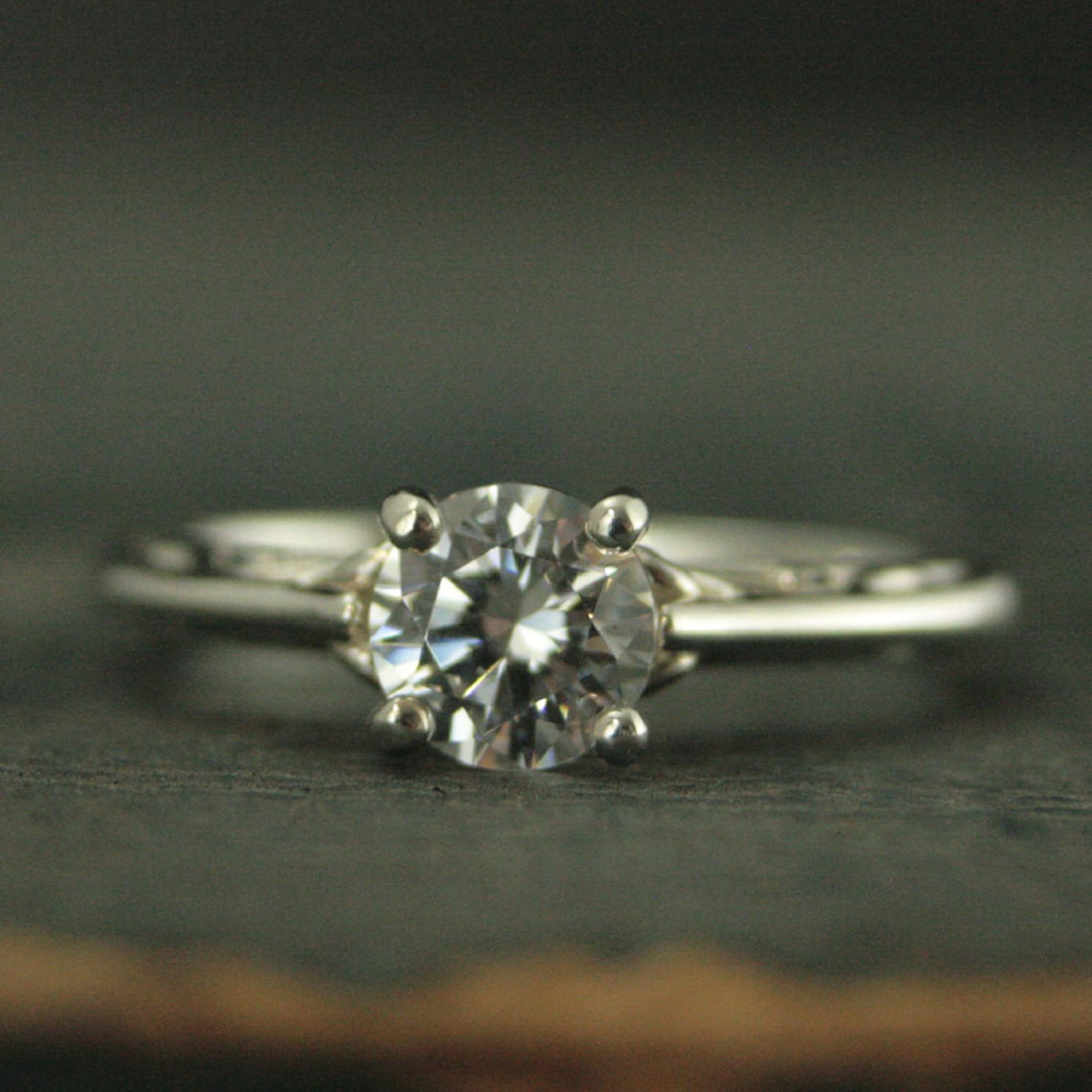 Filigree Engagement Ring Cathedral Solitaire Four Prong Setting Swirl ...